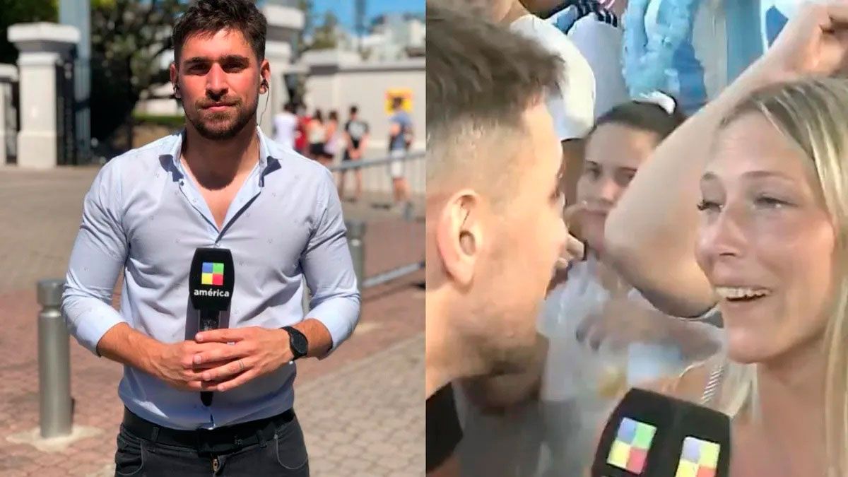 Una hincha argentina se le declaró en vivo a un notero y se volvió ...