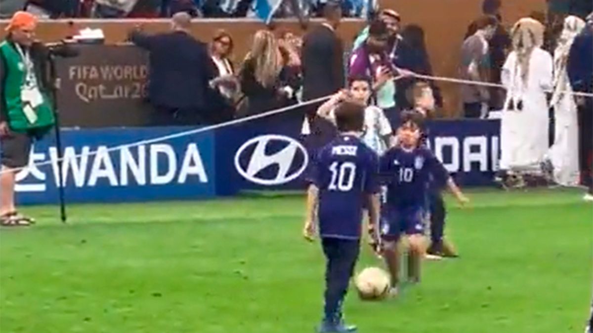 ¡La gambeta de papá! El video viral de Mateo Messi jugando en la final del Mundial de Qatar ...