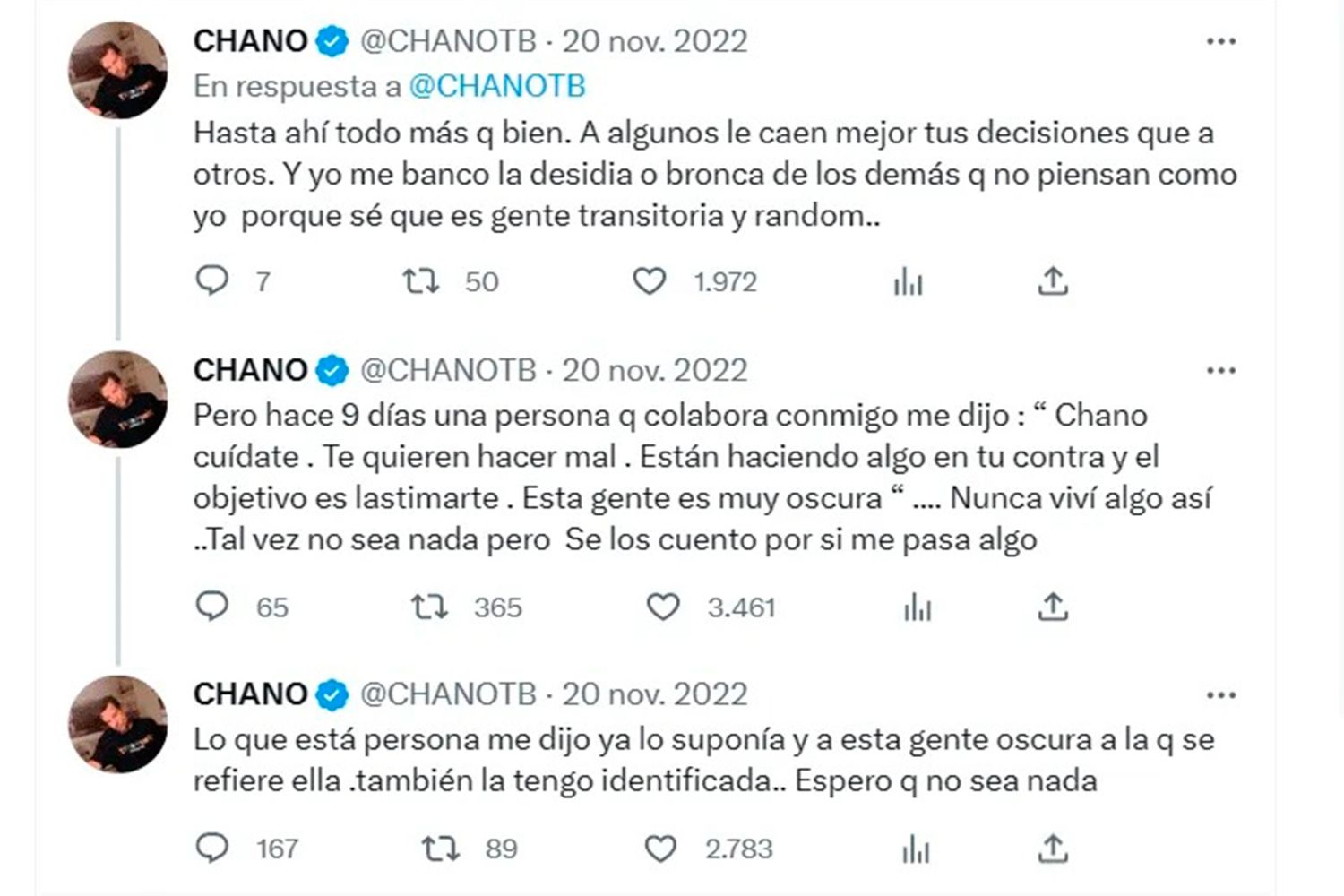 Chano Charpentier internado de urgencia: los preocupantes mensajes que ...