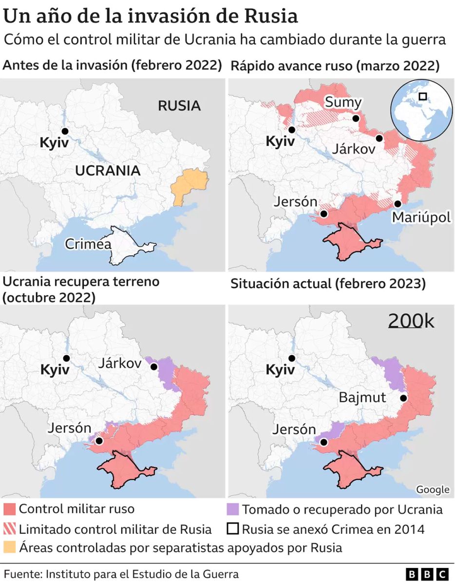 La guerra en Ucrania en gráficos a un año de la invasión rusa - Diario Panorama
