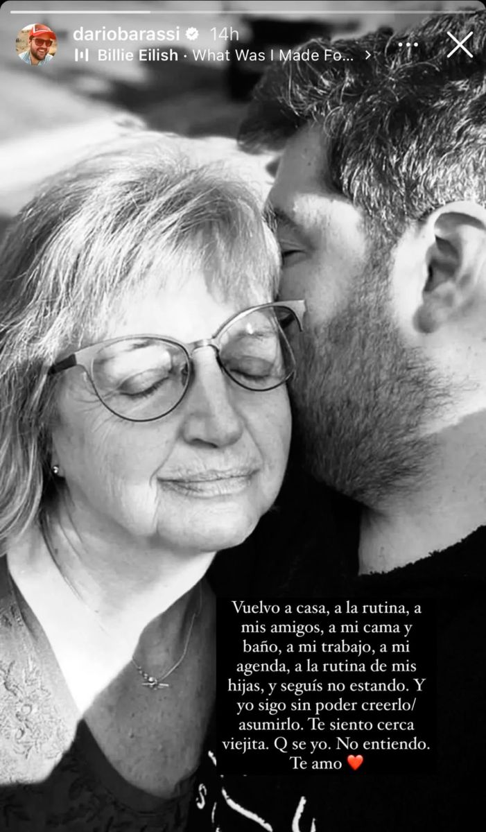 El desgarrador mensaje de Darío Barassi al recordar a su mamá: Seguís ...