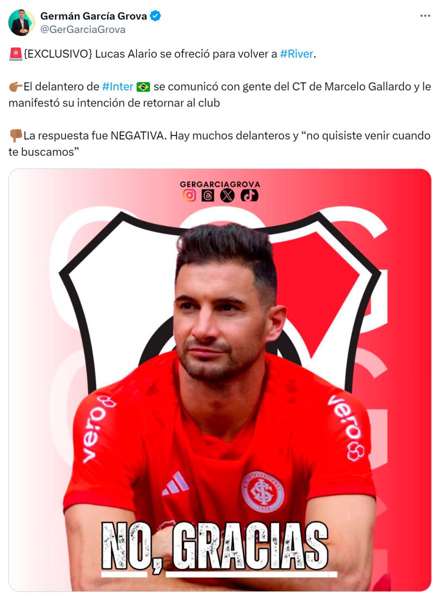 Qué pasó con Alario y River: el cruce en redes entre el jugador y un ...